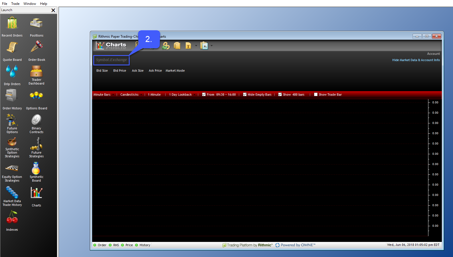 How do I Change a Chart Type on R Trader Pro?